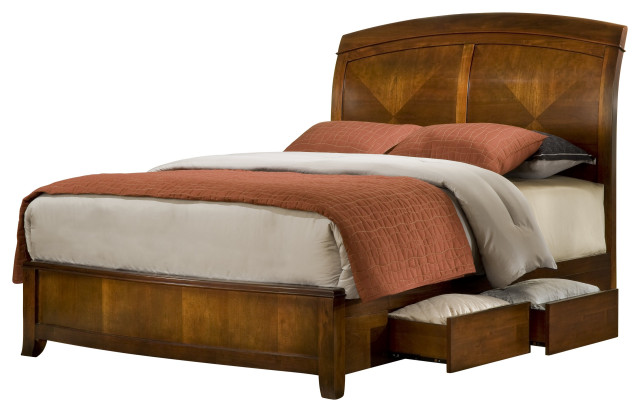 Viven 5PC E King Storage Bed, Nightstand, Dresser, Mirror, Chest Spice ...