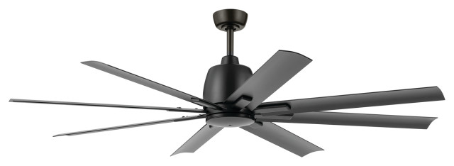 65" 8 Blade Ceiling Fan, Satin Black - Transitional - Ceiling Fans - by ...