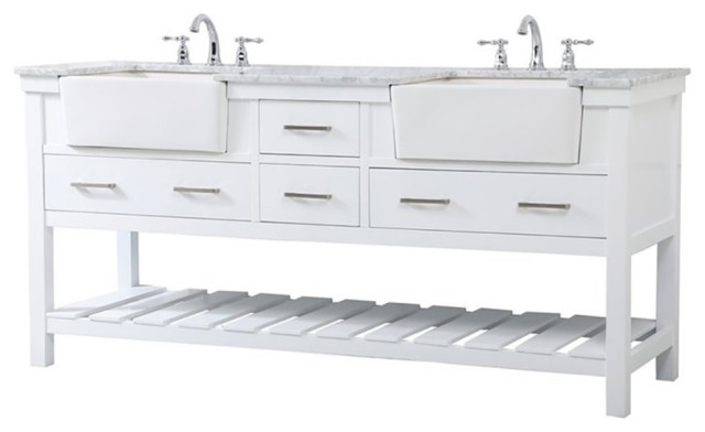 Elegant Decor Clement 72" Aluminum MDF Double Bathroom Vanity in White ...