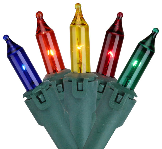 Multi Commercial Grade Mini Christmas Lights 5.5" Spacing, Green Wire ...