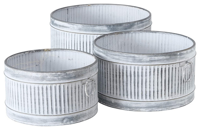 3 Piece French Country Style Planter Set - Farmhouse - Outdoor Pots And ...