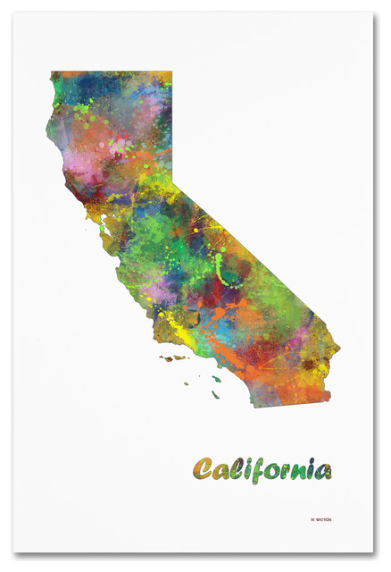 Marlene Watson 'California State Map-1' Canvas Art, 16"x24 ...