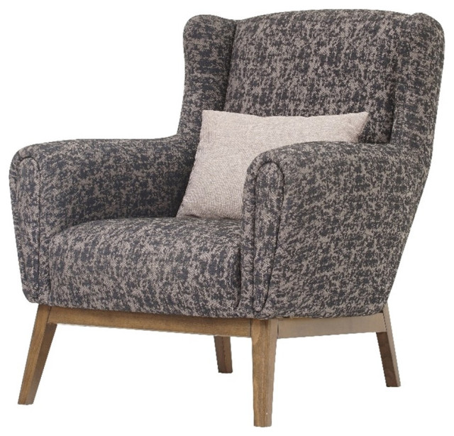 Enza Home Netha Contemporary Wood & Fabric Armchair in Black/Brown ...