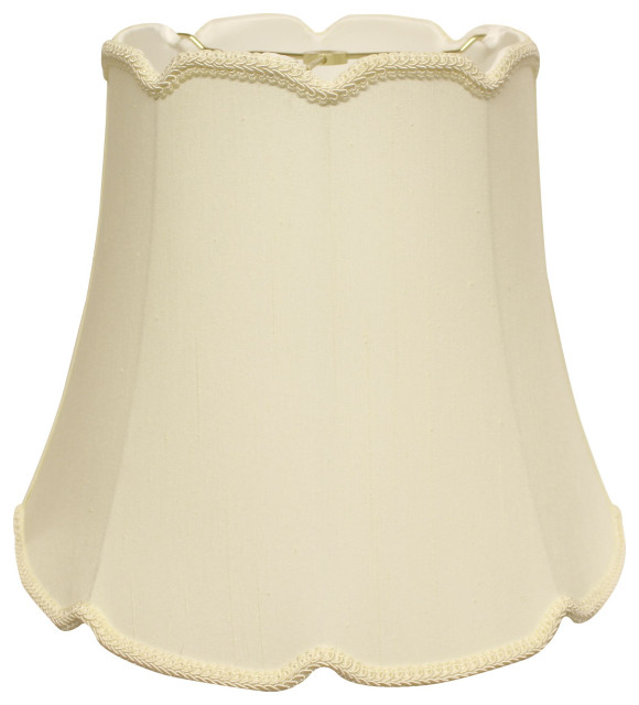 14" Ivory Empire Slanted Cylinder Scroll Edge Silk Lampshade ...