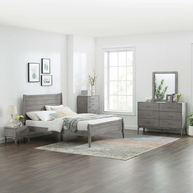 Georgia 5-Piece Bedroom Set, Gray - Transitional - Bedroom Furniture ...