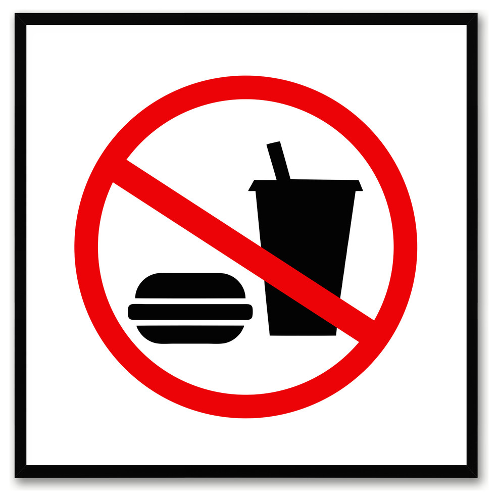 "No Food" Sign White Canvas Print, Custom Picture Frame, 15"x15 ...
