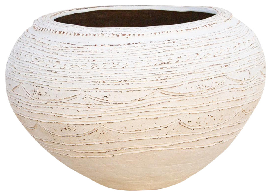 Antique African Terracotta White Nupe Pot - Farmhouse - Indoor Pots And ...