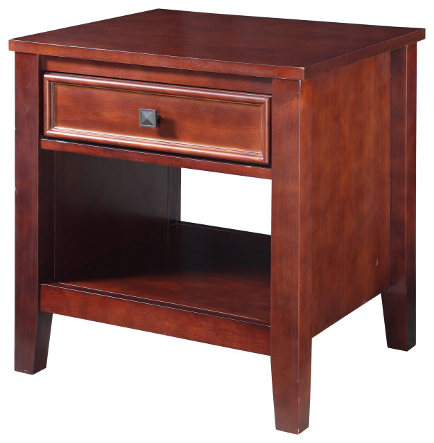 Benzara Transitional Style Wooden End Table with Spacious Storage ...