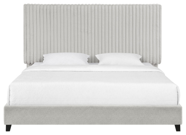 Legends Home King Size Minky Stone Upholstered Platform Bed ...