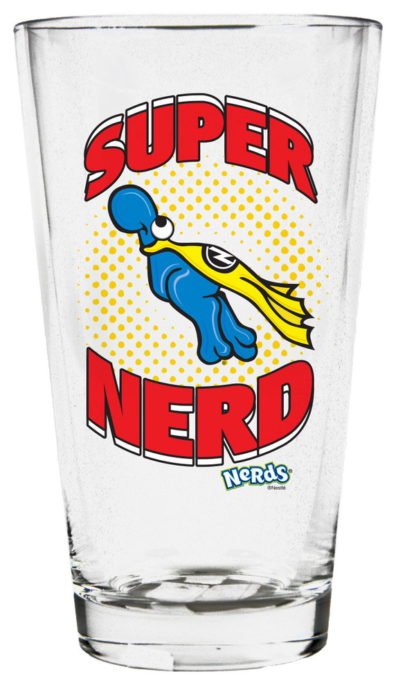 "Super Nerd" Nerds Pint Glass, 16 - Contemporary - Everyday Glasses ...