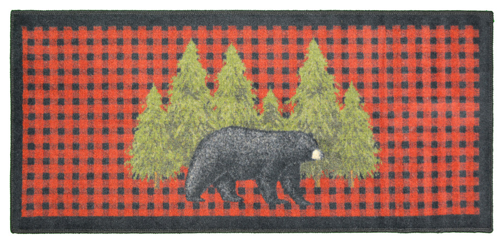 Cozy Cabin Pine Bear Lodge Accent Rug, 20"x44" - Rustic - Bath Mats ...