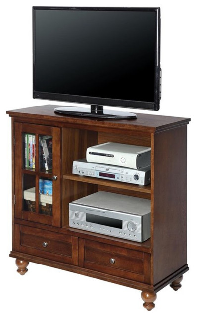 Convenience Concepts Tahoe Highboy TV Stand in Espresso Wood Finish ...