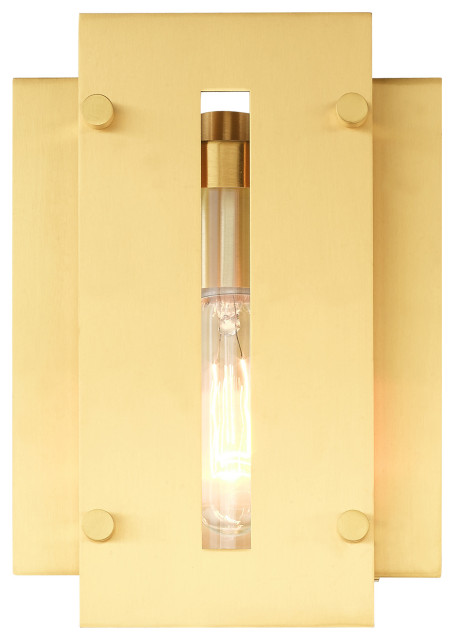 Livex 21771-12 1-Light Satin Brass Outdoor Wall Lantern, Satin Brass - Transitional - Outdoor ...