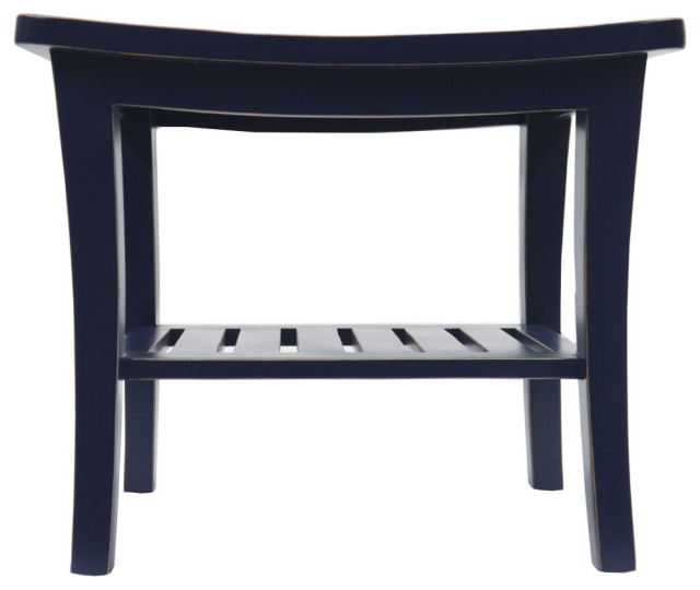 Genuine Teak Slightly Distressed Finish Spa Or Shower Bench, Navy ...