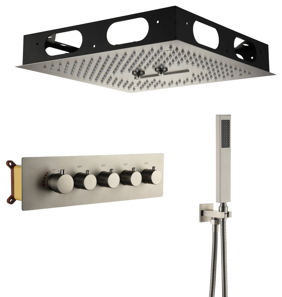 CASAINC 16" Luxury LED Rainfall Shower Faucet Set & Handheld Spray ...