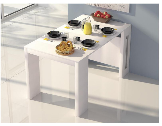 Modern Elasto Engineered Wood Italian Extendable Console Table in White ...