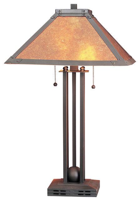60W Table Lamp with Mica Shade, Matte Black Finish, Mica Shade - Rustic ...
