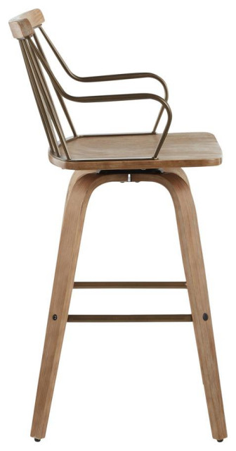 White Washed Wood, Antique Copper Metal Preston Counter Stool ...