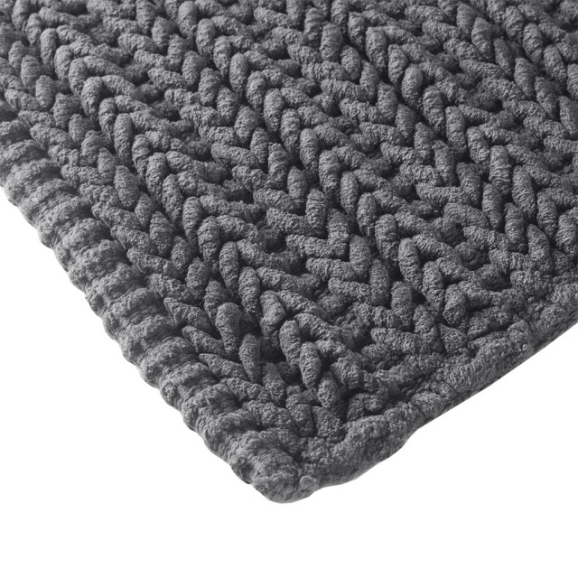 Madison Park Lasso 100% Cotton Chenille Chain Stitch Rug, Charcoal ...