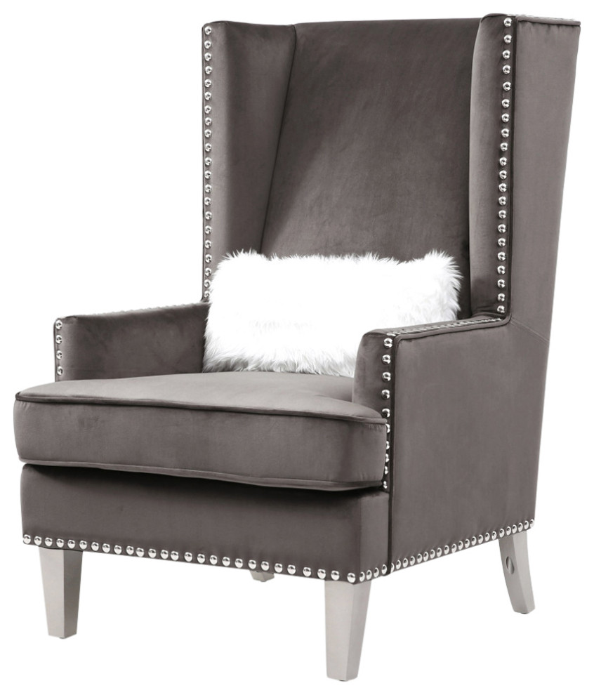 Wilshire High Back Velvet Accent Chair - Transitional - Armchairs And ...