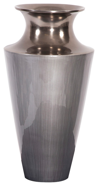 Flared Aluminum Vase With Gray Glaze, Large - Transitional - Vases - by ...