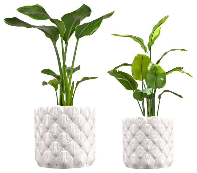 Ocean Wave Eco-Friendly 3D Printed Planters With Drainage(Set of 2, 8.1 ...