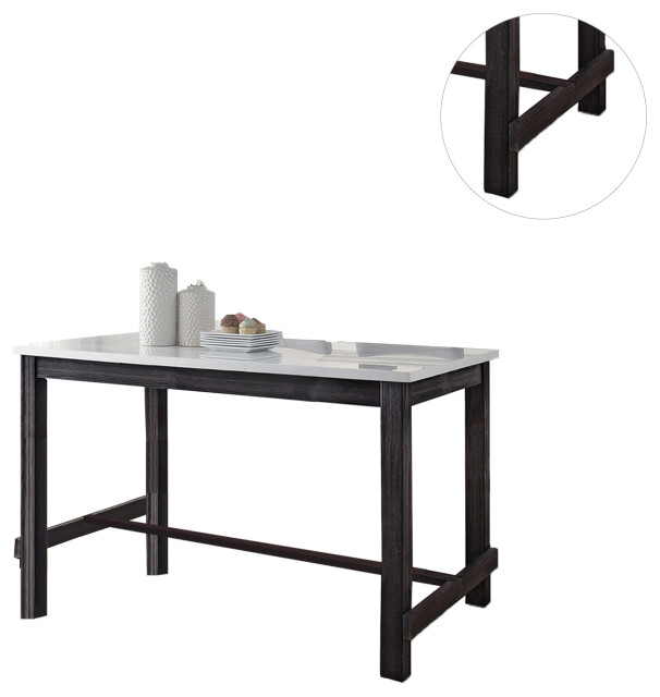 Rectangular Counter Height Table, White/Weathered Espresso ...