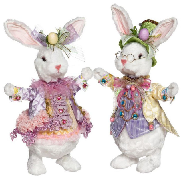 Mark Roberts 2021 Fluffy Happy Easter Bunny Figurine, 15", Assortment ...