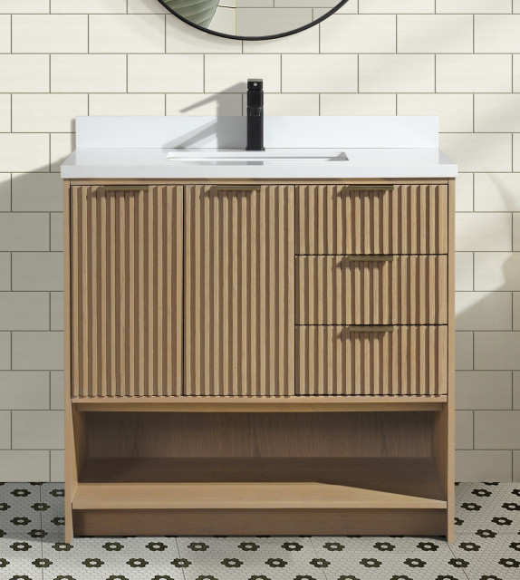 Ari Kitchen and Bath San Diego Bath Vanity, Oak, 36", Freestanding ...