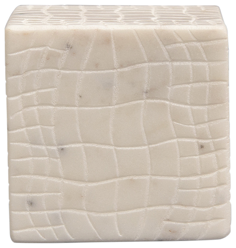 Croc Pattern Marble Decor Cube, Small - Traditional - Decorative ...