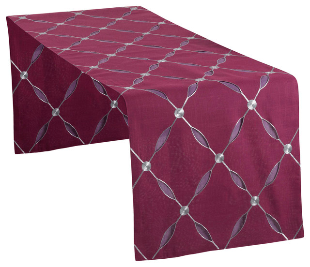 Anastasia Embroidered and Cutwork Two Tone Table Runner, 16"x70 ...