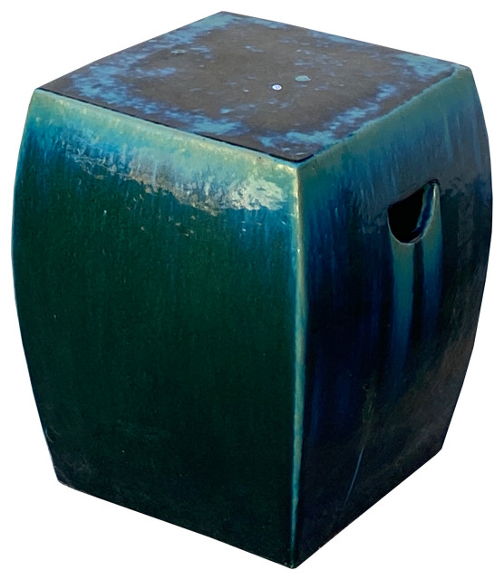 Chinese Ceramic Clay Green Glaze Square Flat Solid Garden Stool Hws918 ...