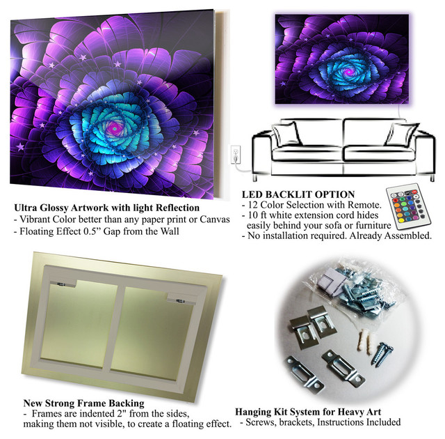 Yellow Flowers on Blue Background, LED Metal Art, 40x48, 1 Panel ...