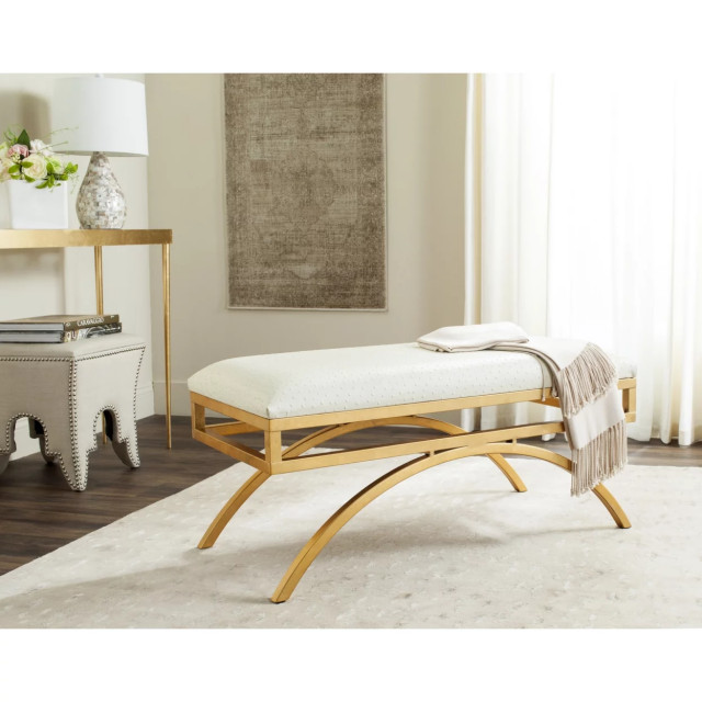 Moon Arc Modern Glam Bench, Unique Design with Gold Arched Legs ...