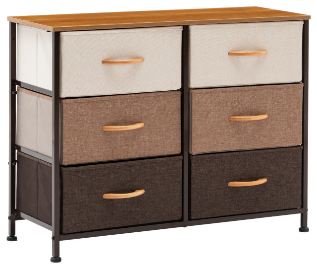 6 Fabric Drawers Steel Frame Double Dresser - Industrial - Dressers ...