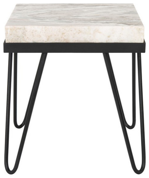 Adelle Stone Top Accent Table, Multi Gray Stone/Black - Modern - Side ...