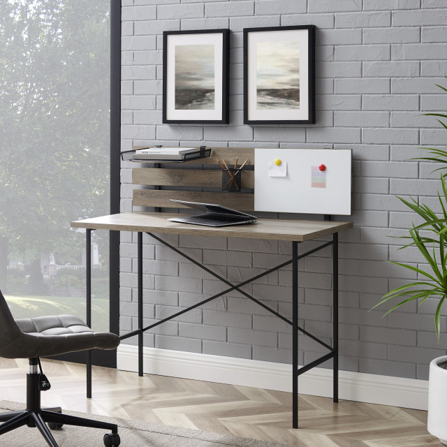 42" Modern Slat Back Adjustable Storage Writing Desk, Gray Wash ...