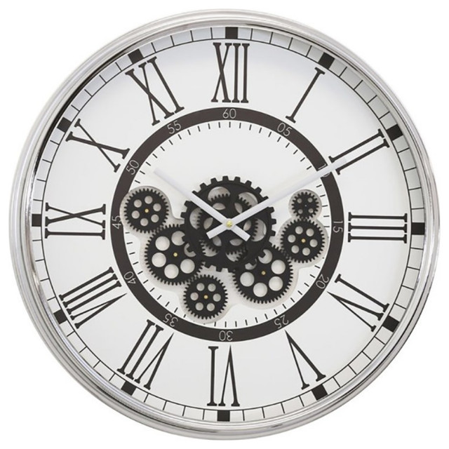 Yosemite Home Decor 22" Metal Clock with Open Moving Gears in Black ...