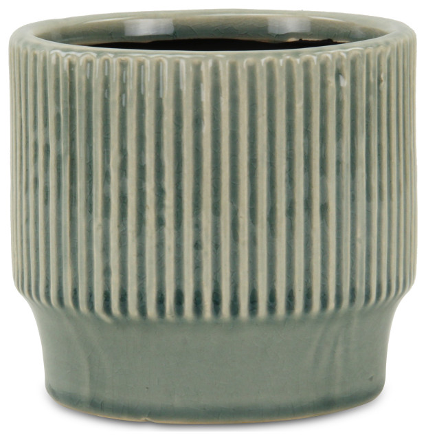 Green Ruffled Ridge Pot - Large - Contemporary - Outdoor Pots And ...