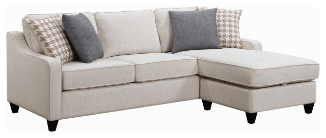 L Shaped Fabric Sectional With Reversible Chaise and Tapered Legs ...