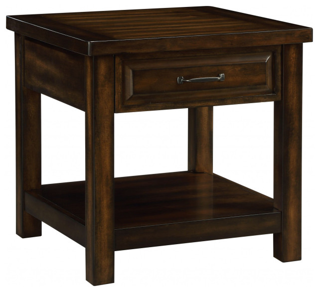Rich Dark Wood Side Table With Drawer - Transitional - Side Tables And ...