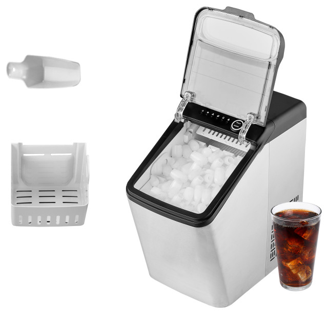 VEVOR Stainless Steel Countertop Ice Maker 33Lbs/24H Bullet Ice Cube ...