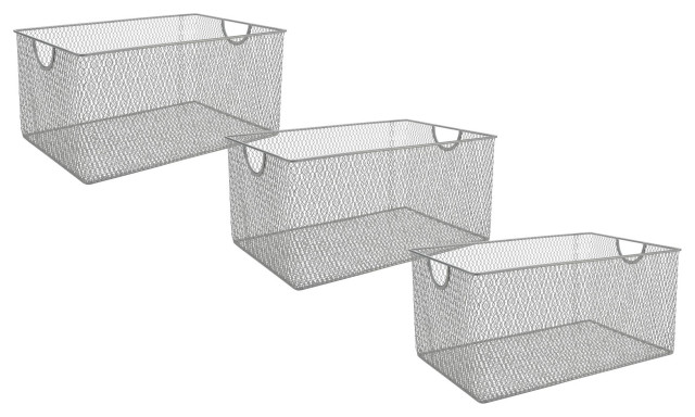 YBM Home 3-Piece Mesh Open Bin Storage Basket Organizers Set ...