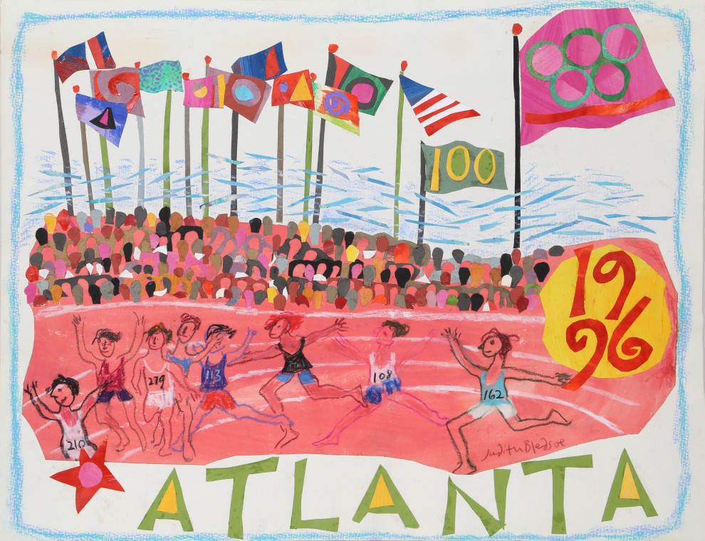Atlanta Olympics 100m Race, Judith Bledsoe, 25.5x19.5 - Contemporary ...
