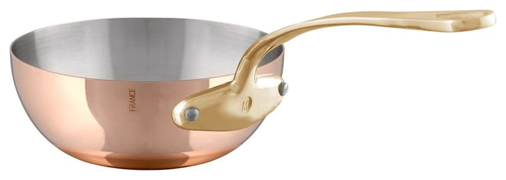 Mauviel M'200 B 2mm Copper Splayed Curved Sautepan, Brass Handle, 3.7 ...