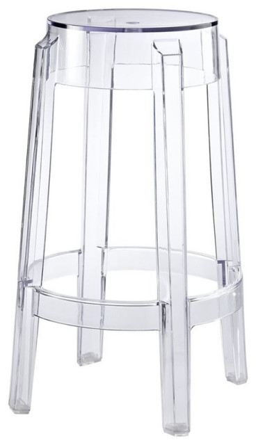 Modway Casper 26.5" Modern Style Plastic Counter Stool in Clear Finish ...