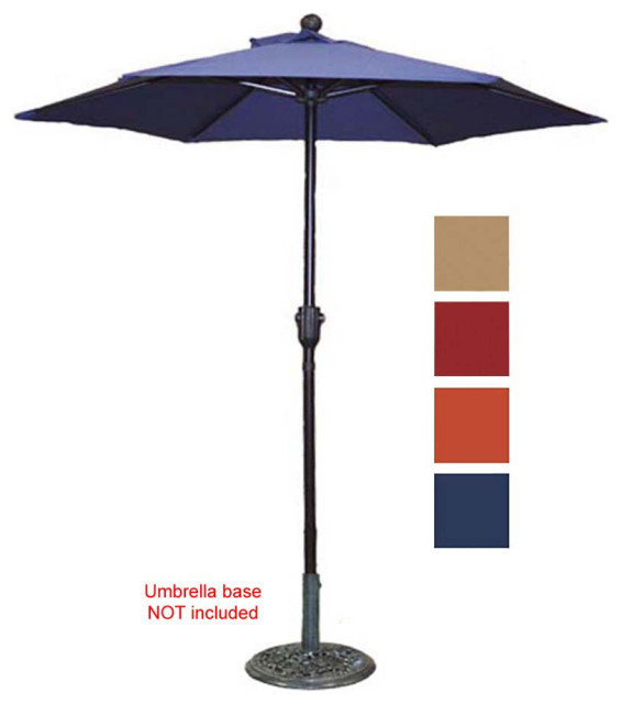 Metal Patio Umbrella With Crank, Navy Blue, 6.5' - Contemporary ...
