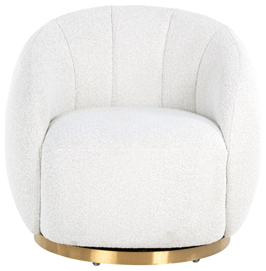 White Boucl√© Gold Swivel Chair | OROA Jago - Contemporary - Armchairs ...