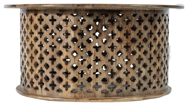 Jali Cutting Mango Wood Coffee Table Set Of 2 Brown - Mediterranean ...