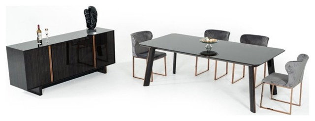 Limari Home Chadwick Wood & Stainless Steel Dining Table in Black/Rose ...